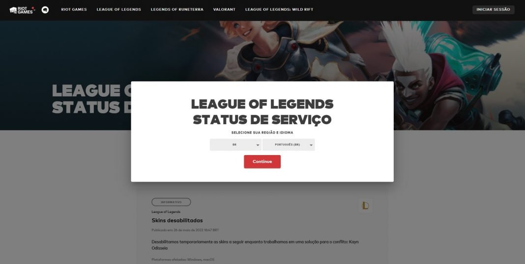 Como ver os status dos servidores da Riot Games