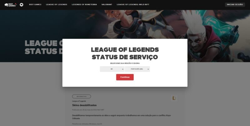 Como ver os status dos servidores da Riot Games