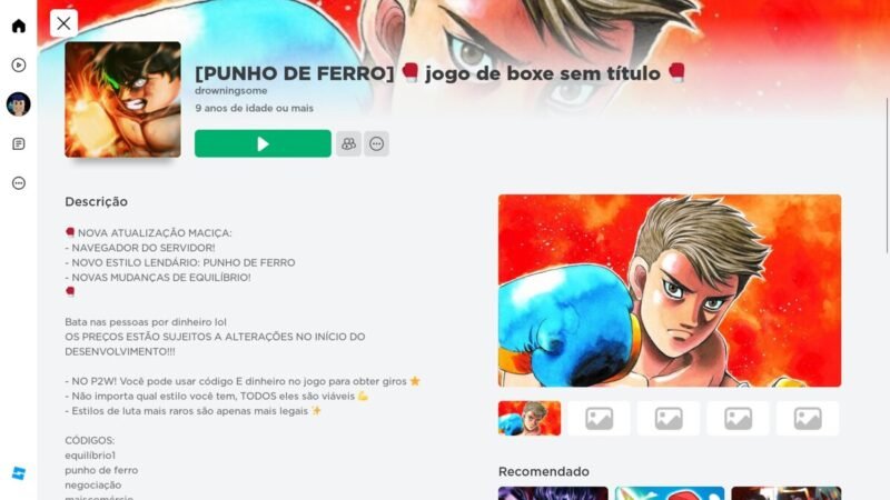 Códigos Jogo de Boxe Sem Título (Novembro 2025)
