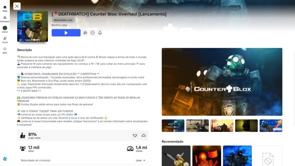 Códigos Counter Blox: Overhaul (2025)